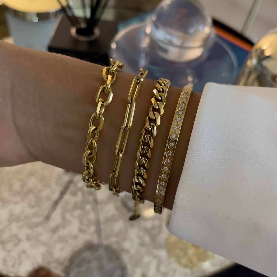 Link Chain Bracelet Stacking Bracelets Gold Paperclip Chain - Etsy