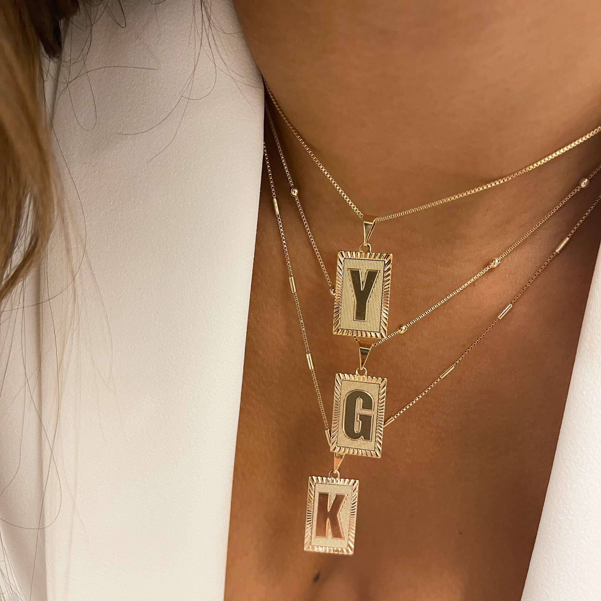 Gold Necklace With Initial / Personalized Initial Necklace / | Etsy