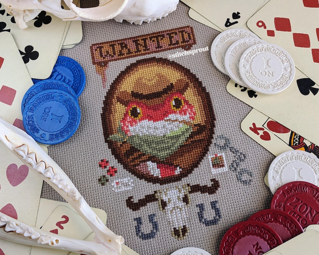 Wanted! Outlaw Bearded Dragon Cross Stitch Pattern | Funny D&D Western ...