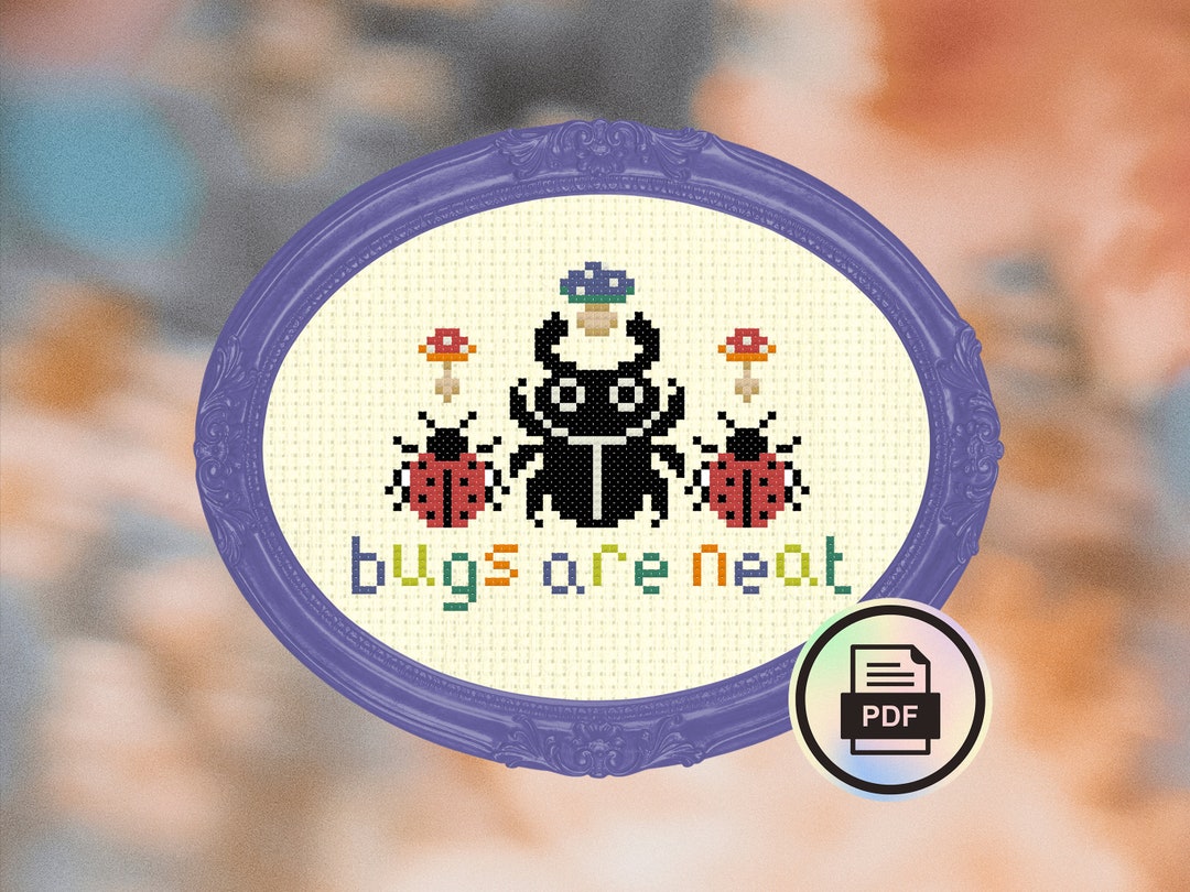 Beetles & Bugs Are Neat! Cross Stitch Pattern | Insects, Mushrooms ...