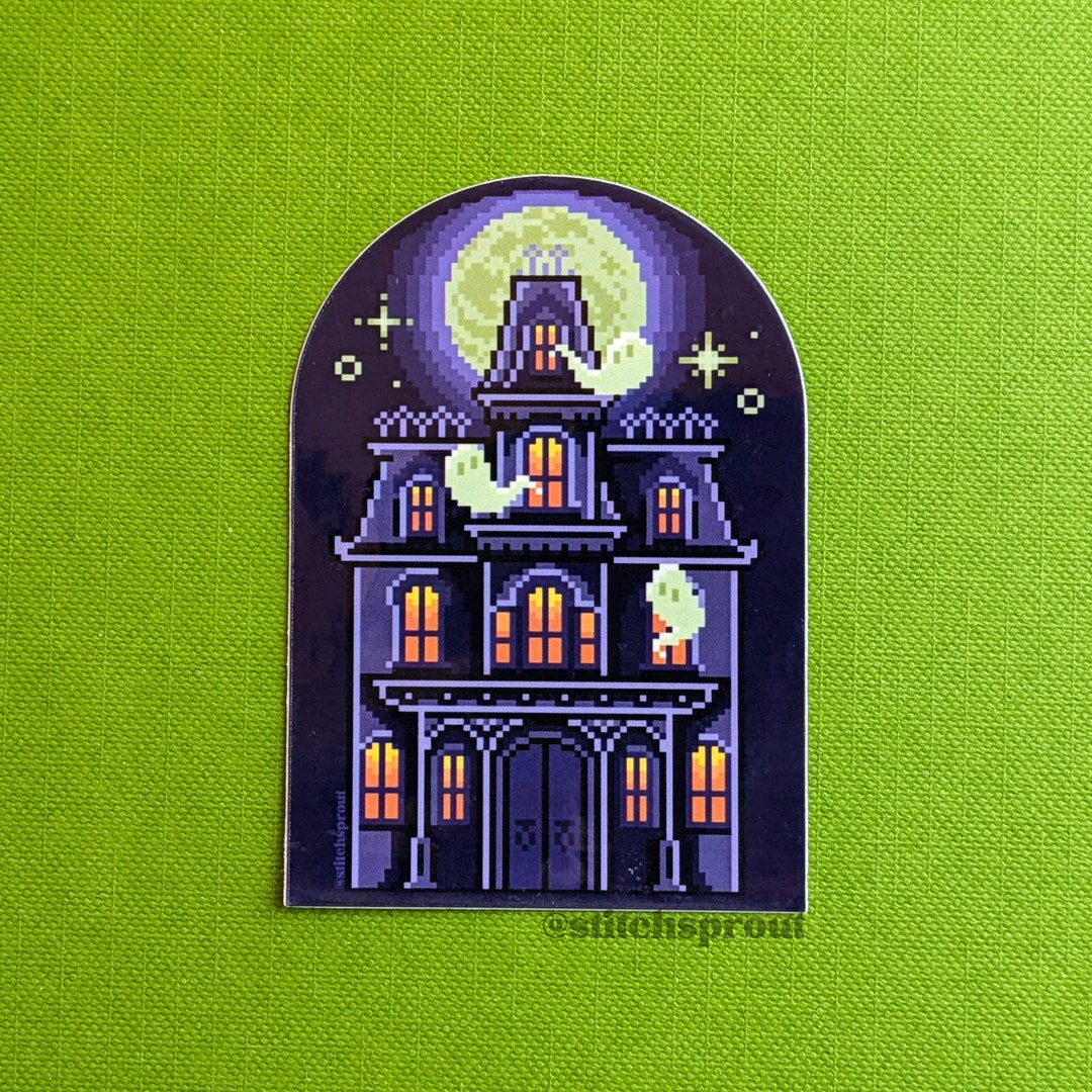 Spooky Haunted House Die Cut Vinyl Sticker - Laptop / Hydroflask ...