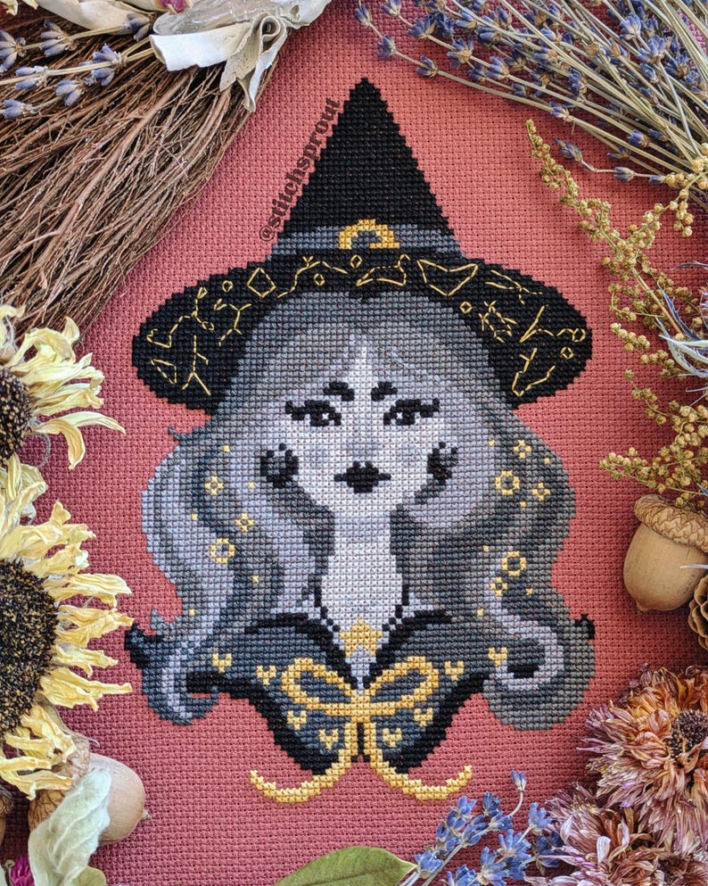 Celestial Constellation Witch Cross Stitch Pattern | Witchcraft ...