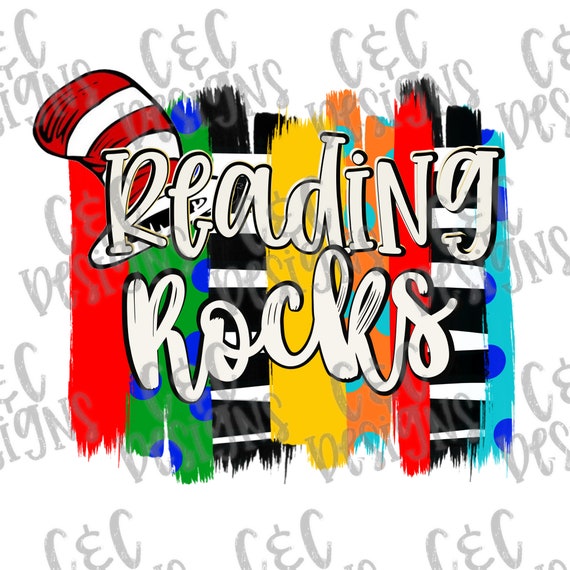 READING ROCKS Brush Strokes Colorful Png - Etsy