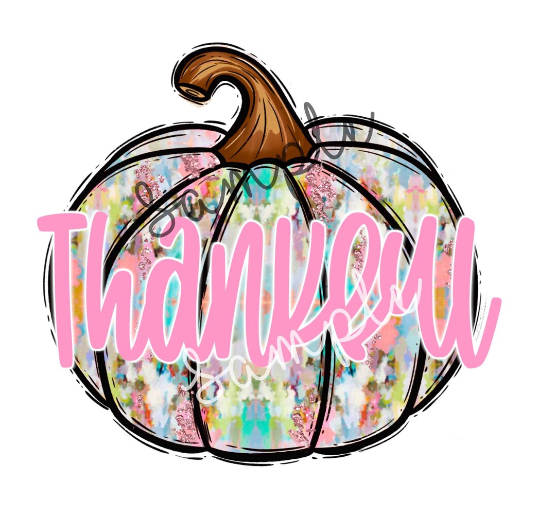 Thankful Colorful Pumpkin Png - Etsy