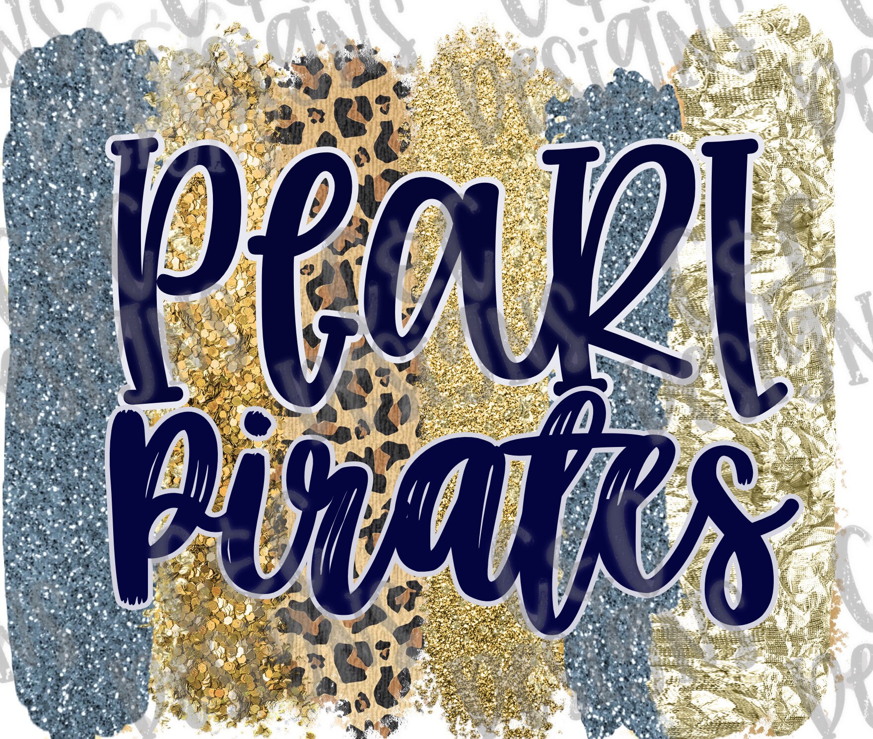 Pearl Pirates Leopard Blue Brush Stroke | Etsy