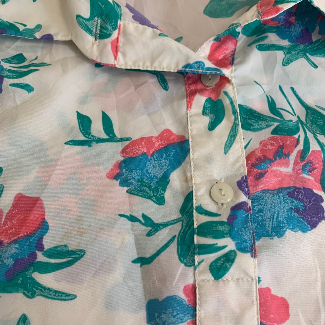 Vintage Button Up Floral Pattern Shirt Rare Retro Collared Etsy