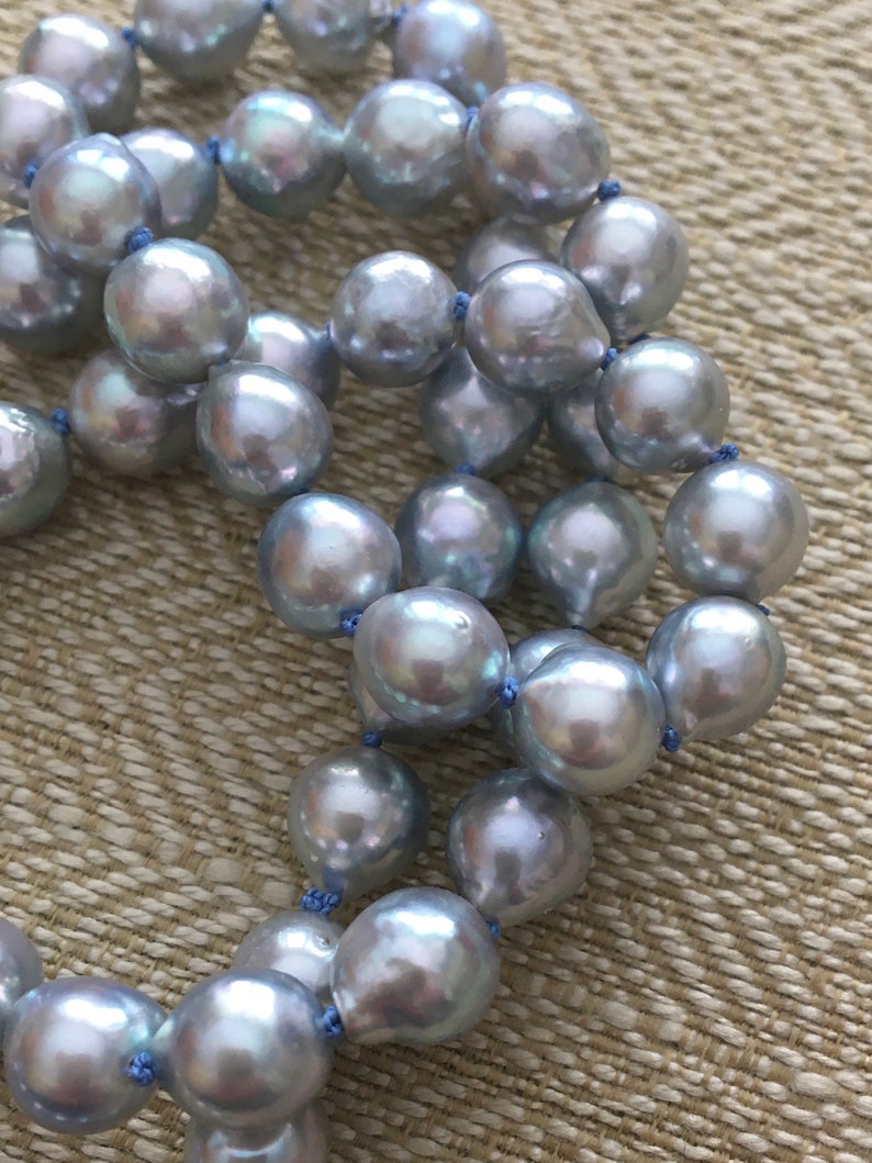 Blue Akoya 18 Pearl Necklace - Etsy