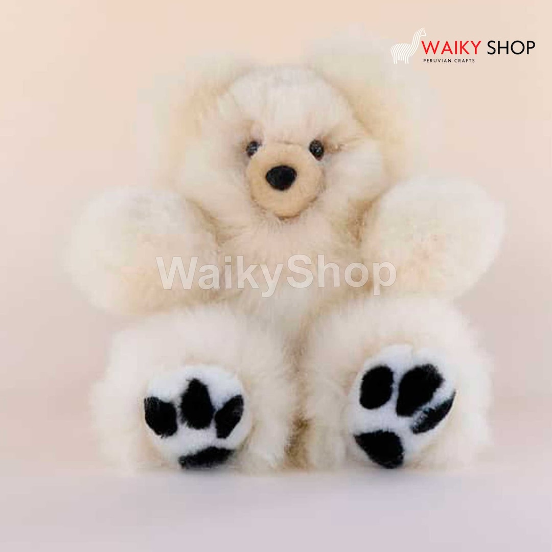 Large Alpaca Fur Teddy Bear 23 Inch Beige Baby Alpaca Bear Handmade ...