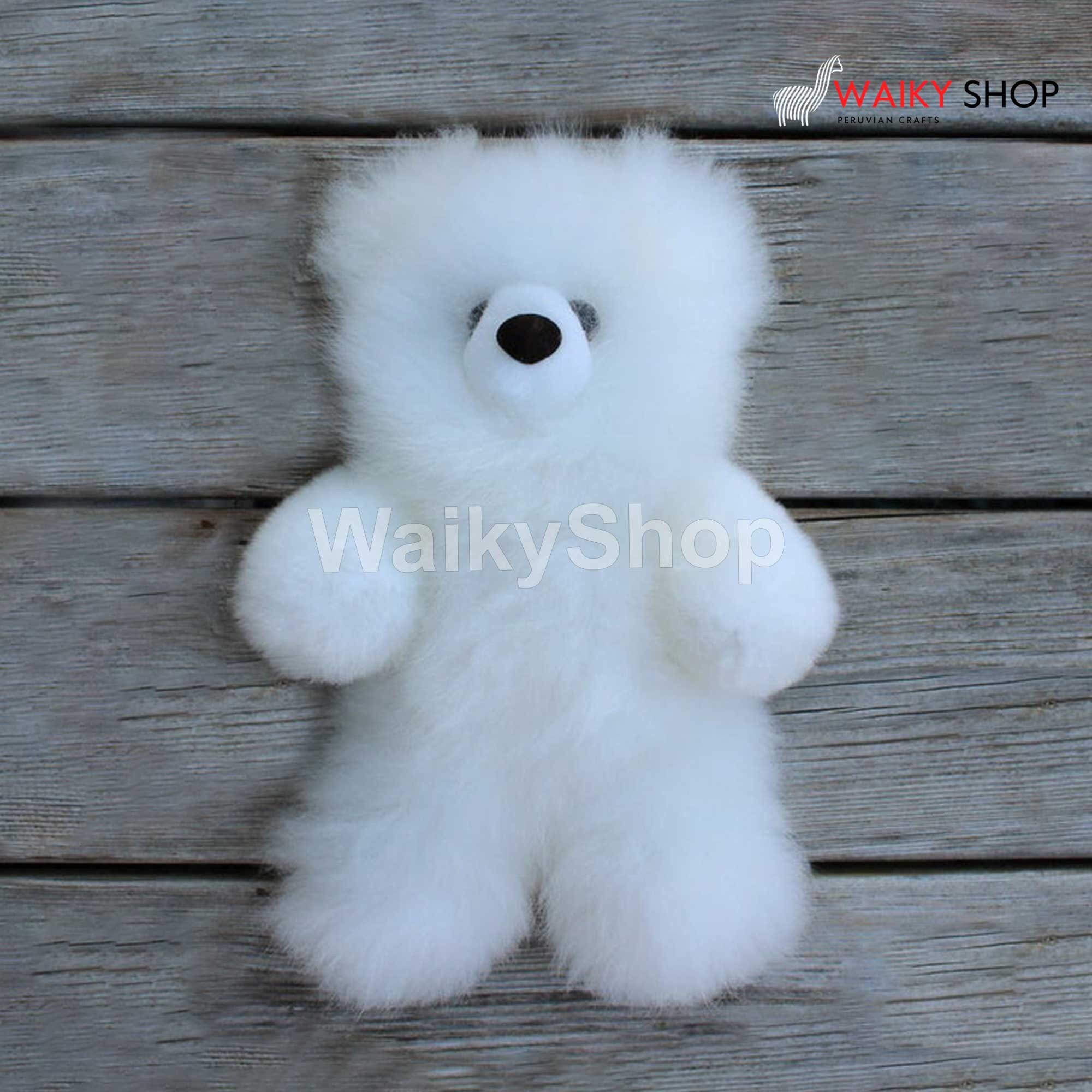 White Natural Color Alpaca Teddy Bear 14 and 12 Inch Beige Baby Alpaca ...