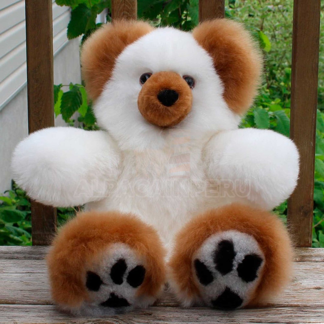 Handmade 23" Handmade Leather Baby Alpaca Bear, Large Fur Alpaca Teddy ...