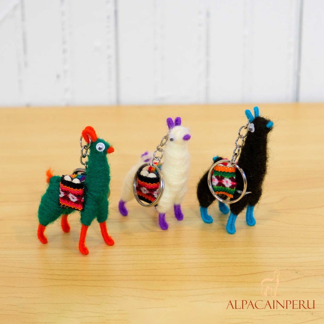 Alpaca Keychain From the Andes. Handcrafted Miniature Figurine With ...