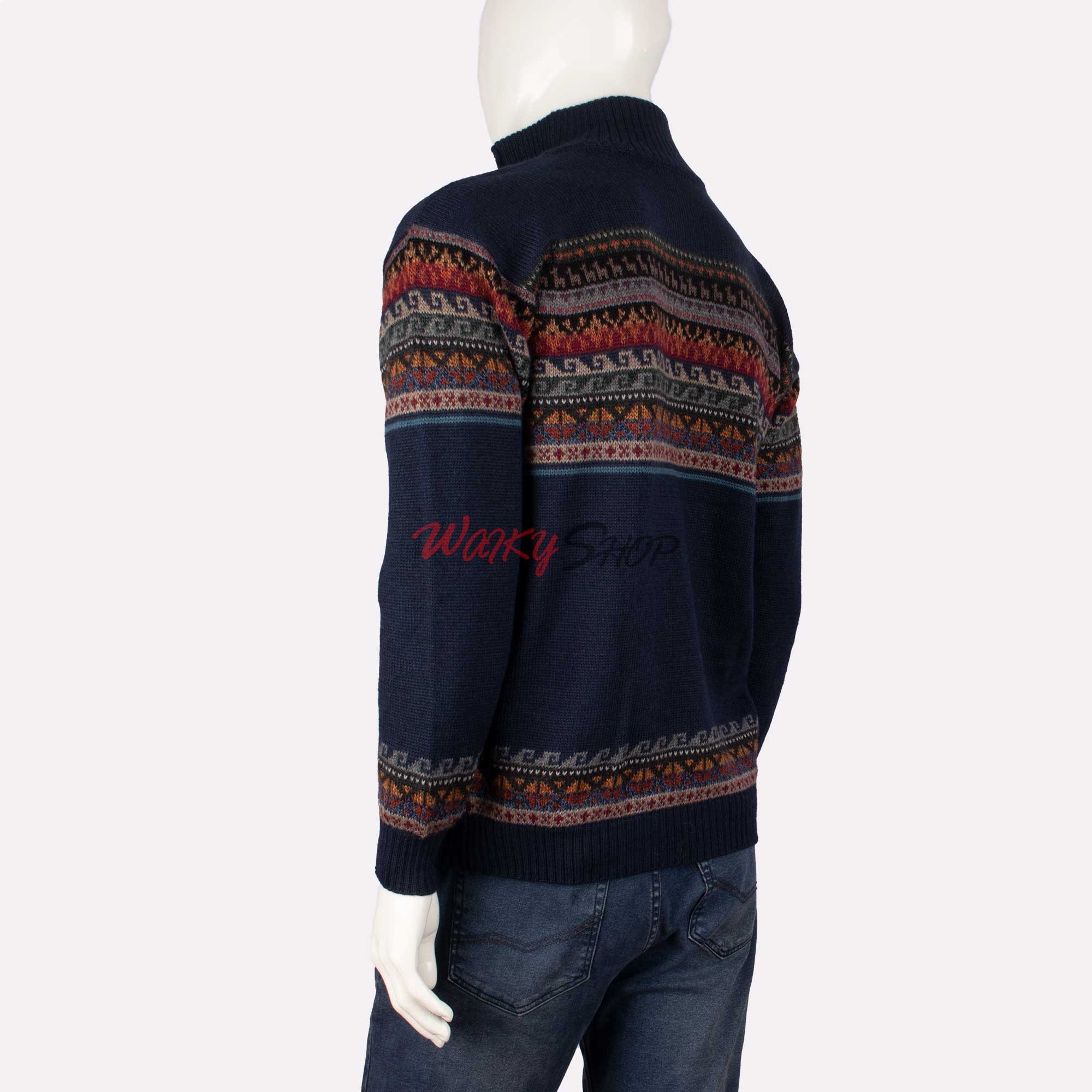 Alpaca Cardigan Sweater for Men, Men's Wool Sweater, Royal Blue Sweater ...