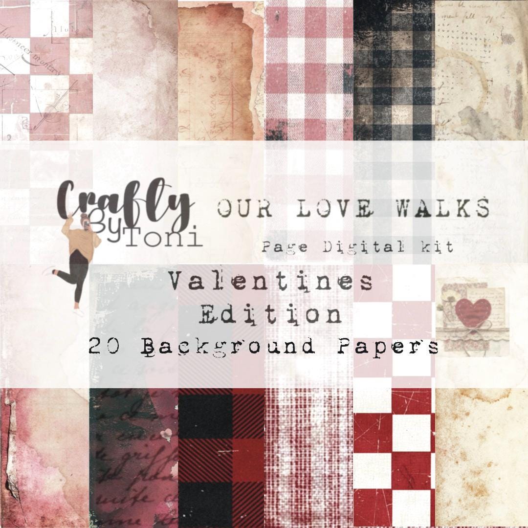 Our Love Walks…20 Page Valentines Background Printable Papers…digital ...