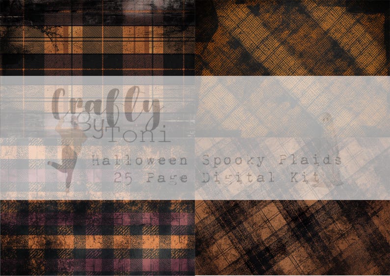 Spooky Plaid Digital Paper Pack: 25 Grunge Halloween Backgrounds (A4 ...