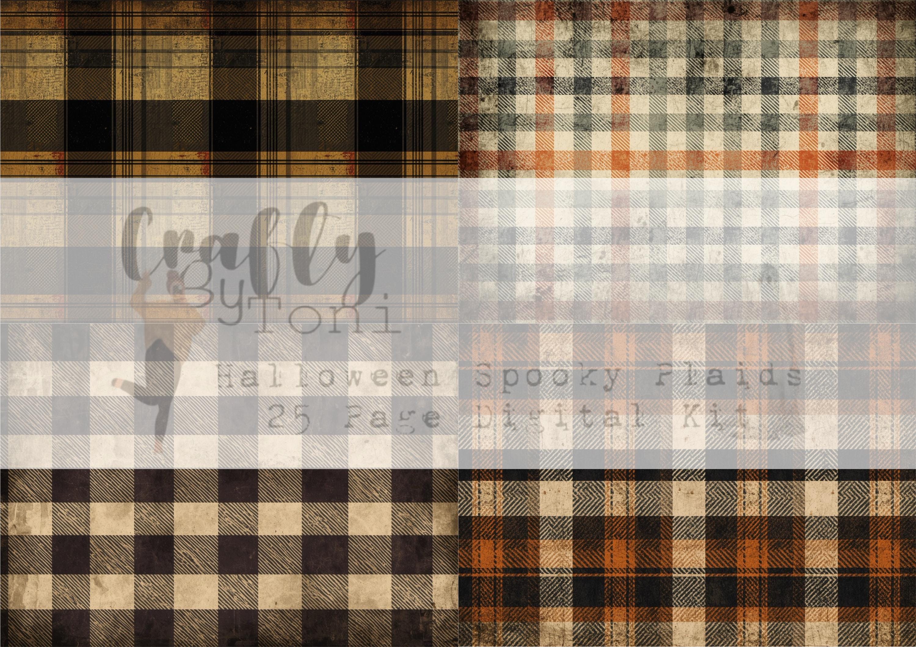 Spooky Plaid Digital Paper Pack: 25 Grunge Halloween Backgrounds (A4 ...