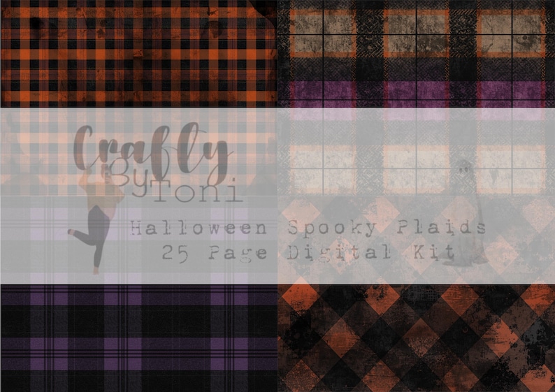 Spooky Plaid Digital Paper Pack: 25 Grunge Halloween Backgrounds (A4 ...