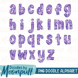Pink & Purple Stars Doodle Alphabet Letters Transparent Pngs ...
