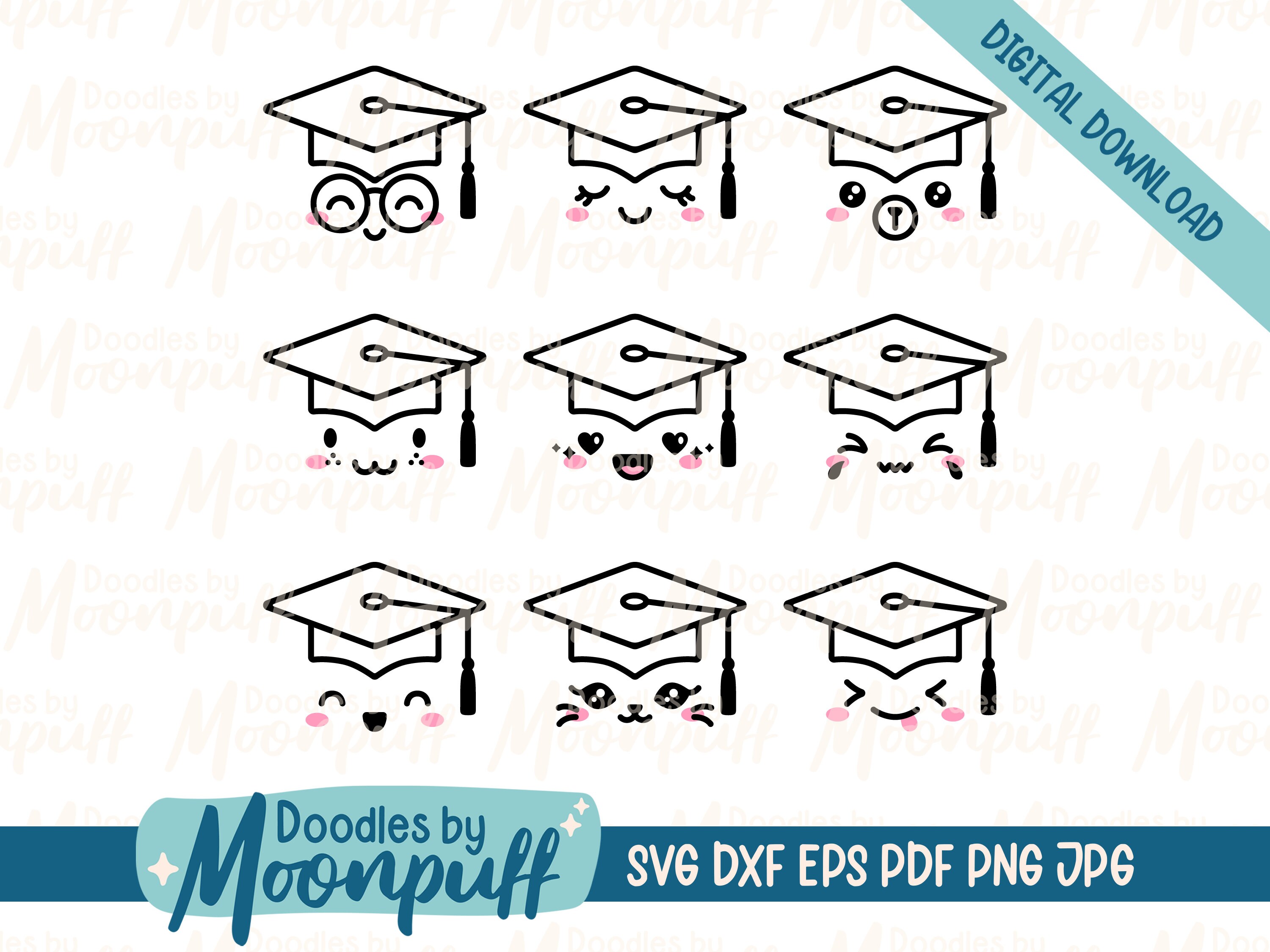 Kawaii Graduation Faces Super Cute School Graduate Party | Etsy