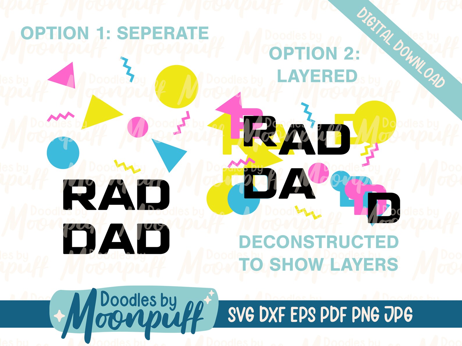 RAD DAD 80's Style Design Layered Cut File SVG - Etsy