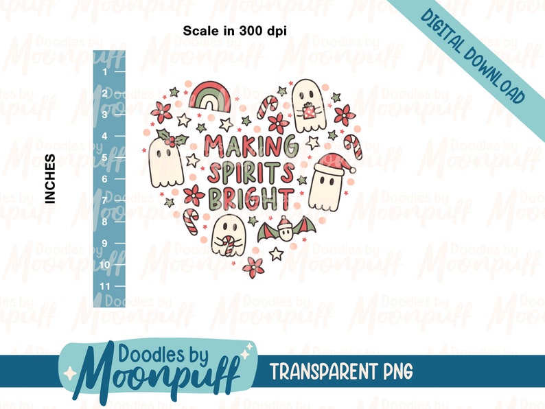 Christmas Ghost Heart Sublimation Design Spooky Holiday PNG - Etsy