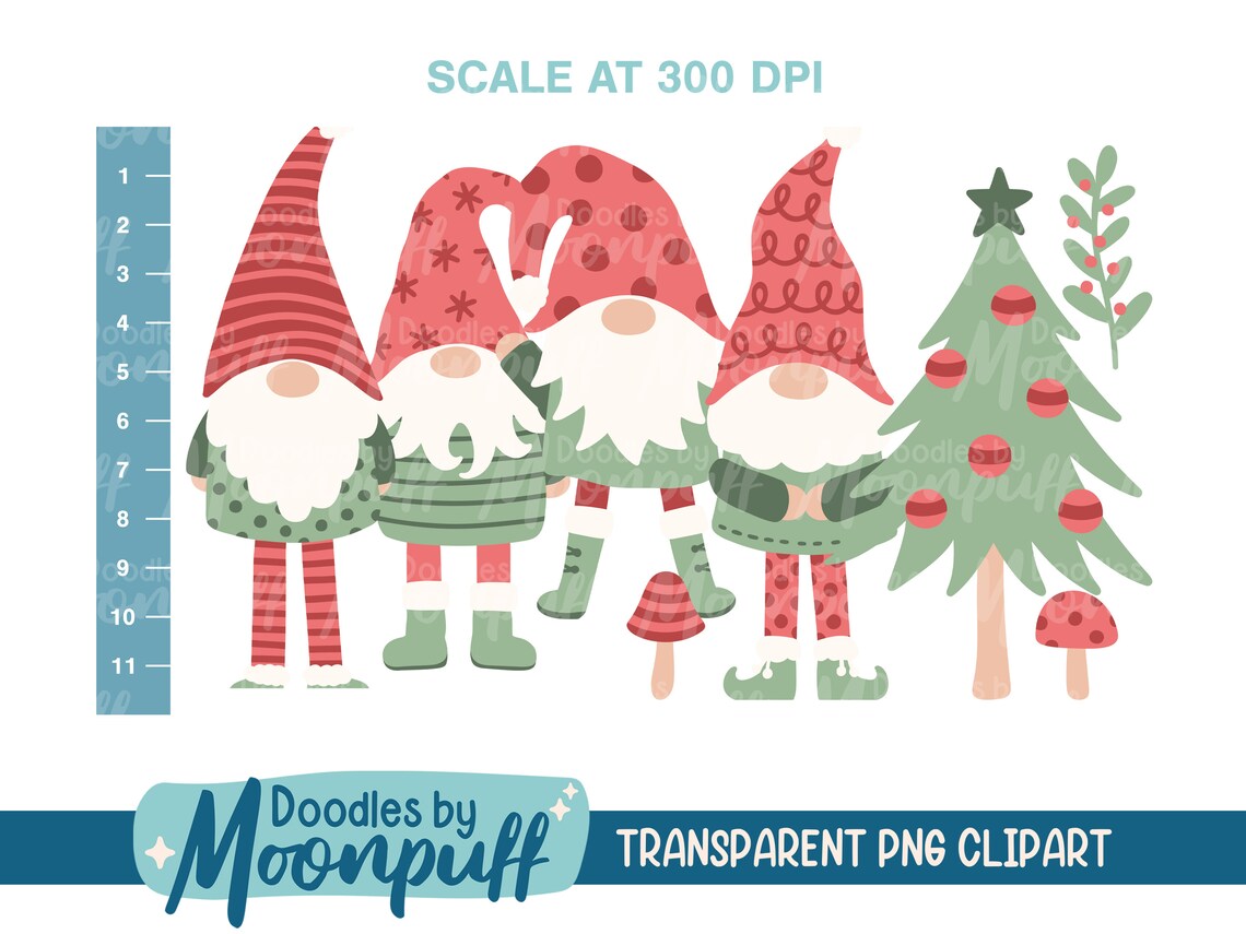 Cute Christmas Gnomes Clipart Set, Festive Cute Hand Drawn Holiday ...