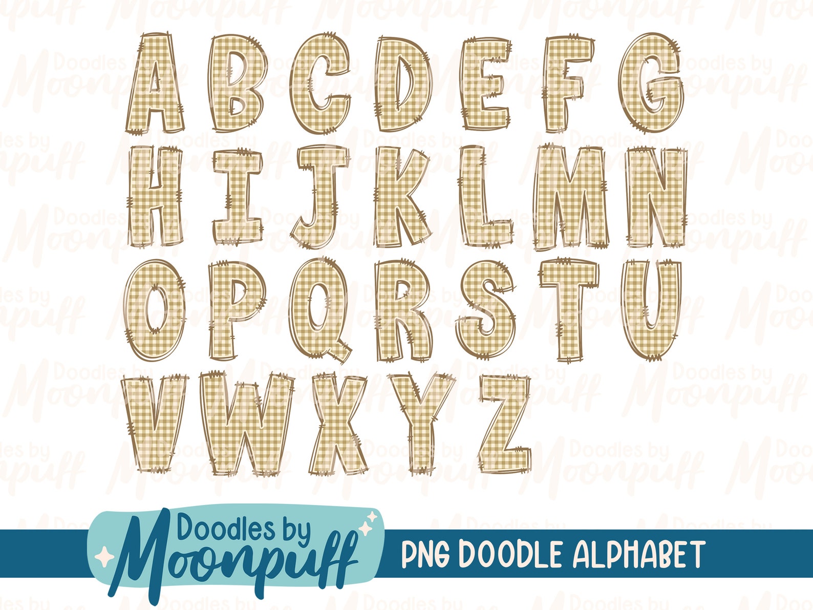 4 Color Autumn Gingham Doodle Alphabet Letters Transparent Pngs, Orange ...
