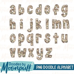 Distressed Camo Print Background Doodle Alphabet Letters Transparent ...