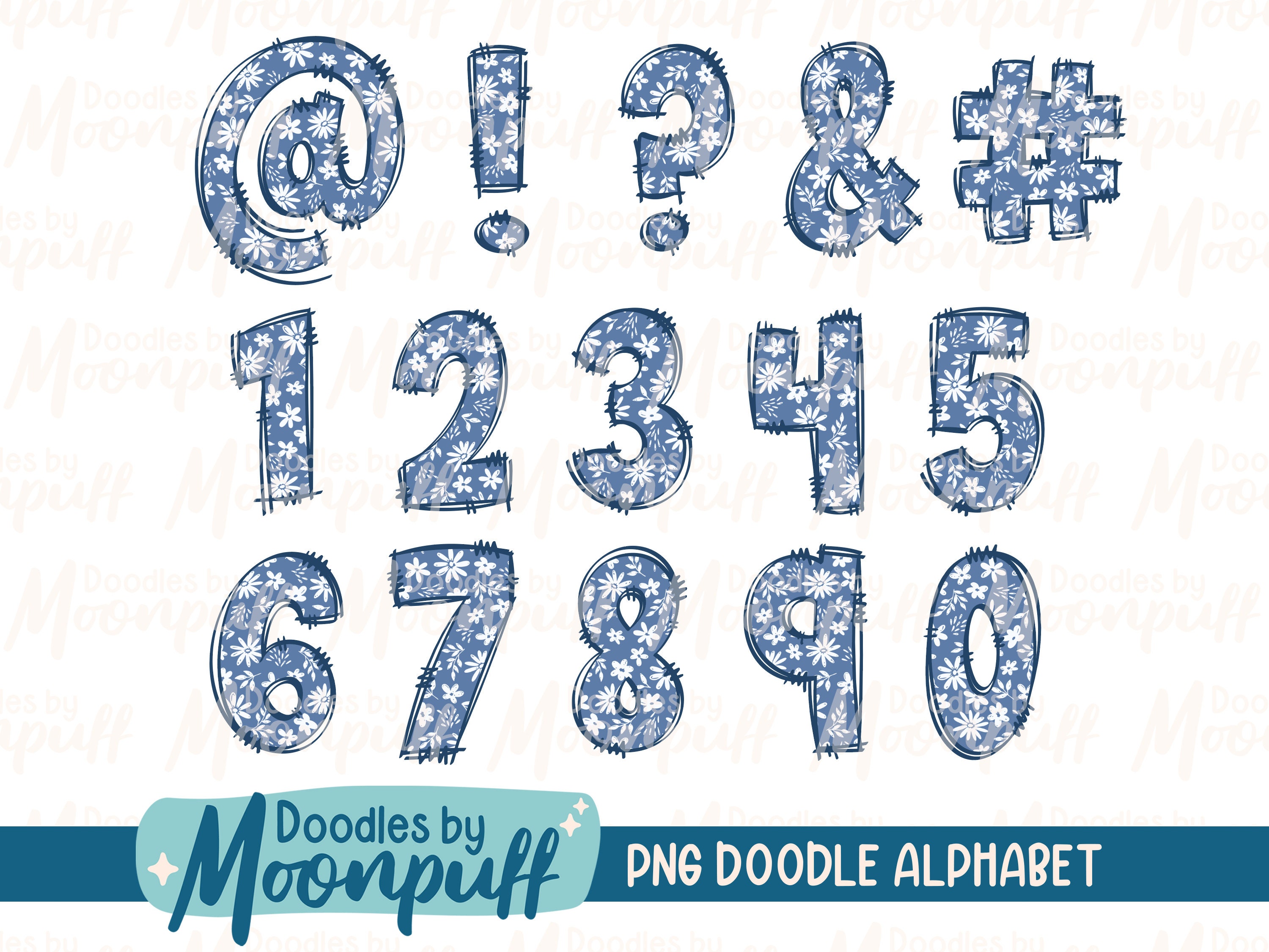 Blue Cottagecore Doodle Alphabet Letters Transparent Pngs - Etsy
