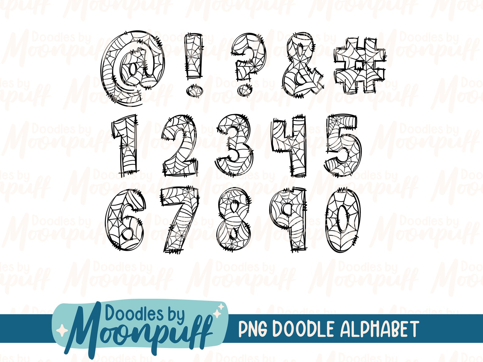 Spider Web Doodle Alphabet Letters Transparent Pngs - Etsy