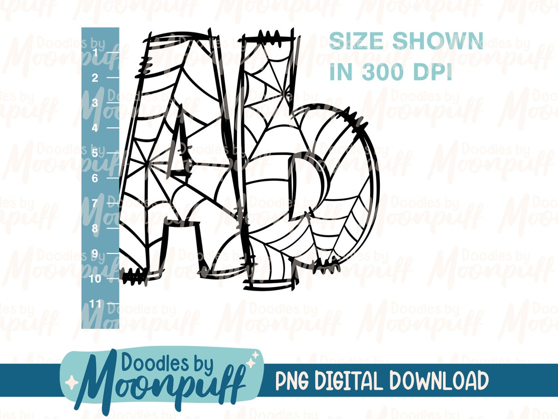 Spider Web Doodle Alphabet Letters Transparent Pngs - Etsy
