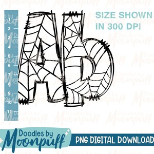 Spider Web Doodle Alphabet Letters Transparent Pngs, Sublimation ...