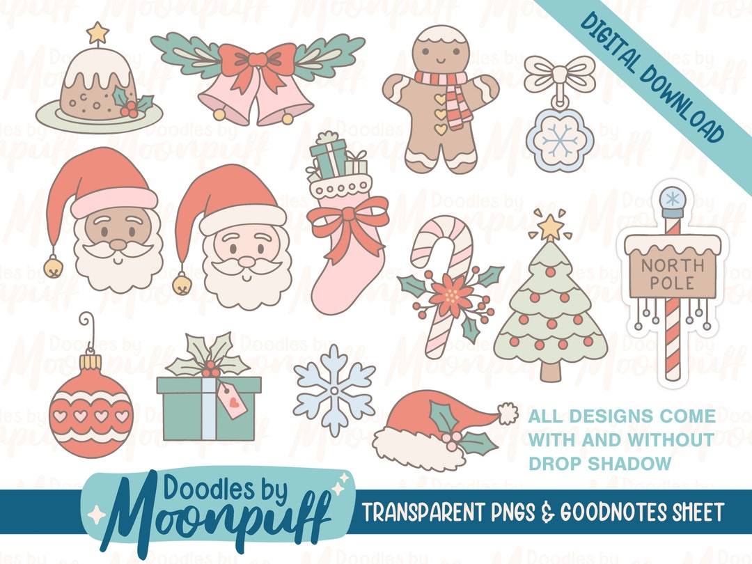 Cute Pastel Christmas Digital Planner Stickers, Festive Holiday Journal ...
