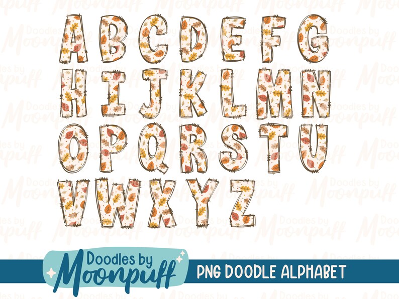 Falling Autumn Leaves Doodle Alphabet Letters Transparent - Etsy