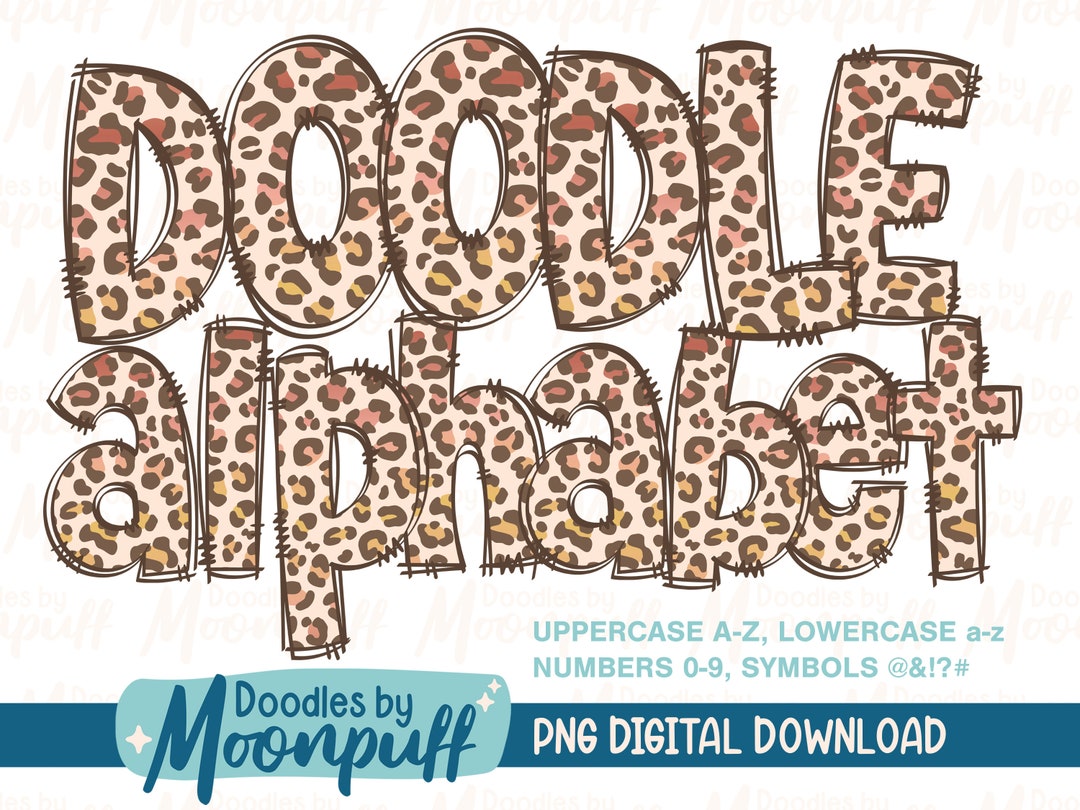 Boho Leopard Print Doodle Alphabet Letters Transparent Pngs ...