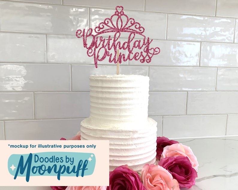 Birthday Princess Cake Topper Cut File Birthday Party - Etsy
