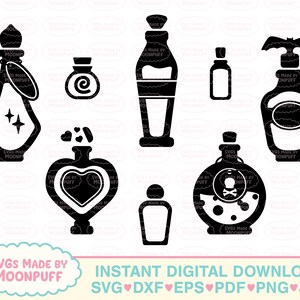 Halloween Potion Bottles SVG Cut Files, Magical Elixir Clipart ...