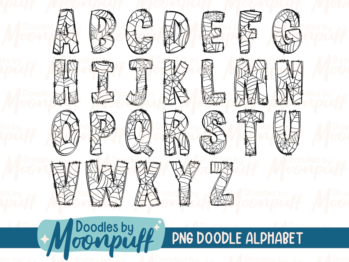 Spider Web Doodle Alphabet Letters Transparent Pngs - Etsy