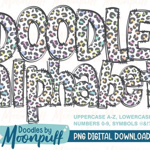 Pastel Leopard Print Doodle Alphabet Letters Transparent Pngs ...