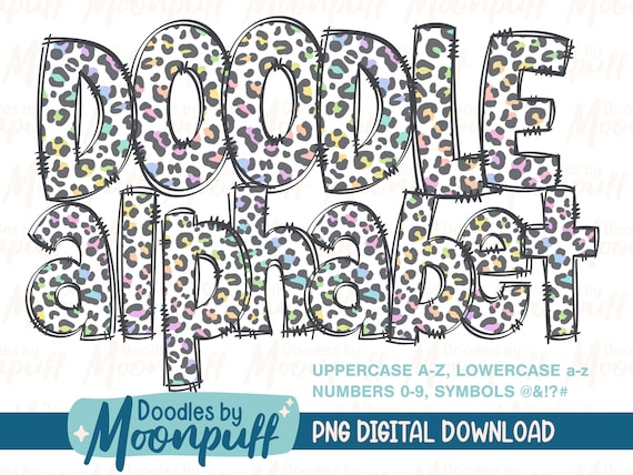 Pastel Leopard Print Doodle Alphabet Letters Transparent Pngs - Etsy