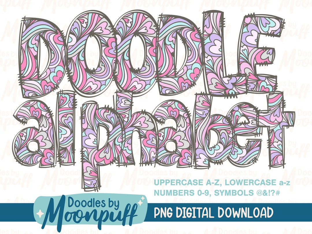 Dreamy Hearts Doodle Alphabet Letters Transparent Pngs, Swirly ...