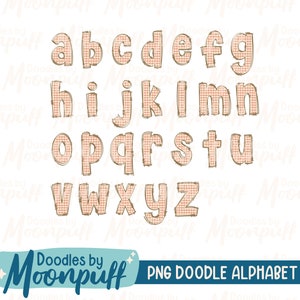 4 Color Autumn Gingham Doodle Alphabet Letters Transparent Pngs, Orange ...