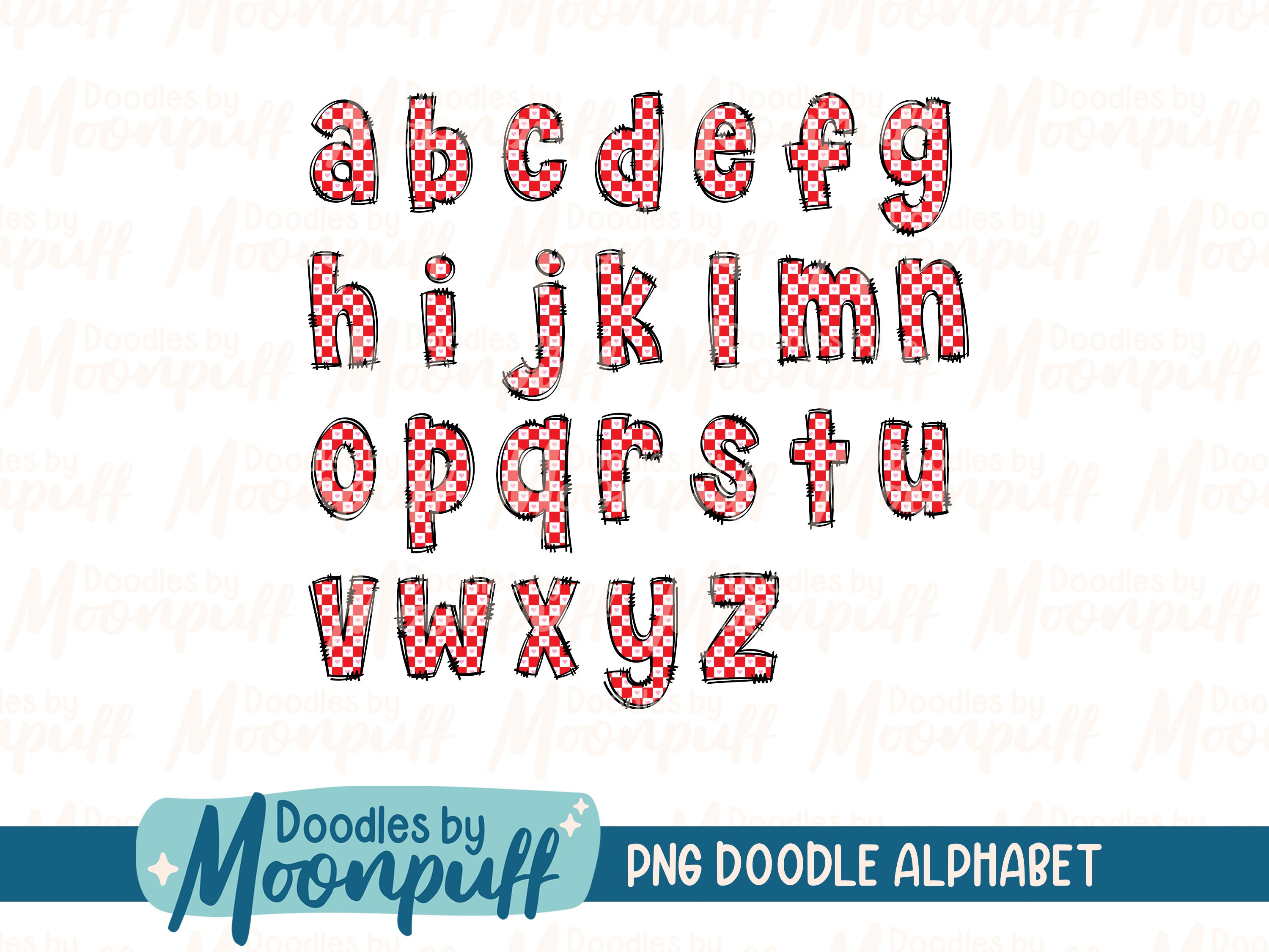 Heart Checkboard Doodle Alphabet Letters Transparent Pngs - Etsy