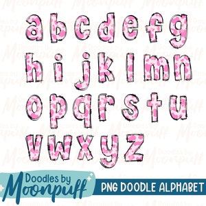 Pink Cow Print Doodle Alphabet Letters Transparent Pngs, Sublimation ...