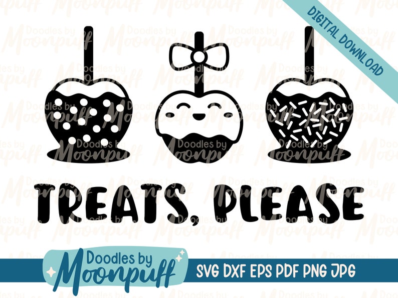 Treats, Please SVG Cut File, Cute Kawaii Candy Apples Craft, Halloween ...