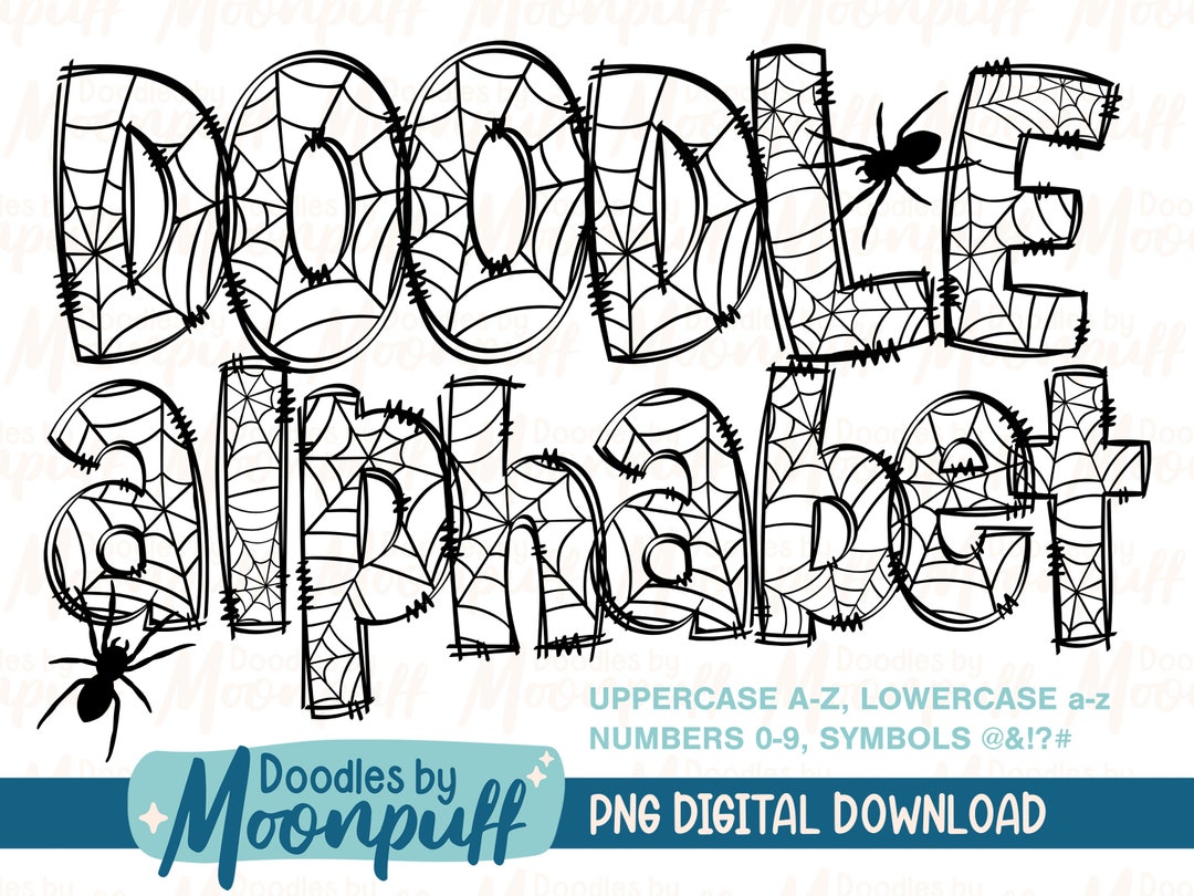 Spider Web Doodle Alphabet Letters Transparent Pngs, Sublimation ...