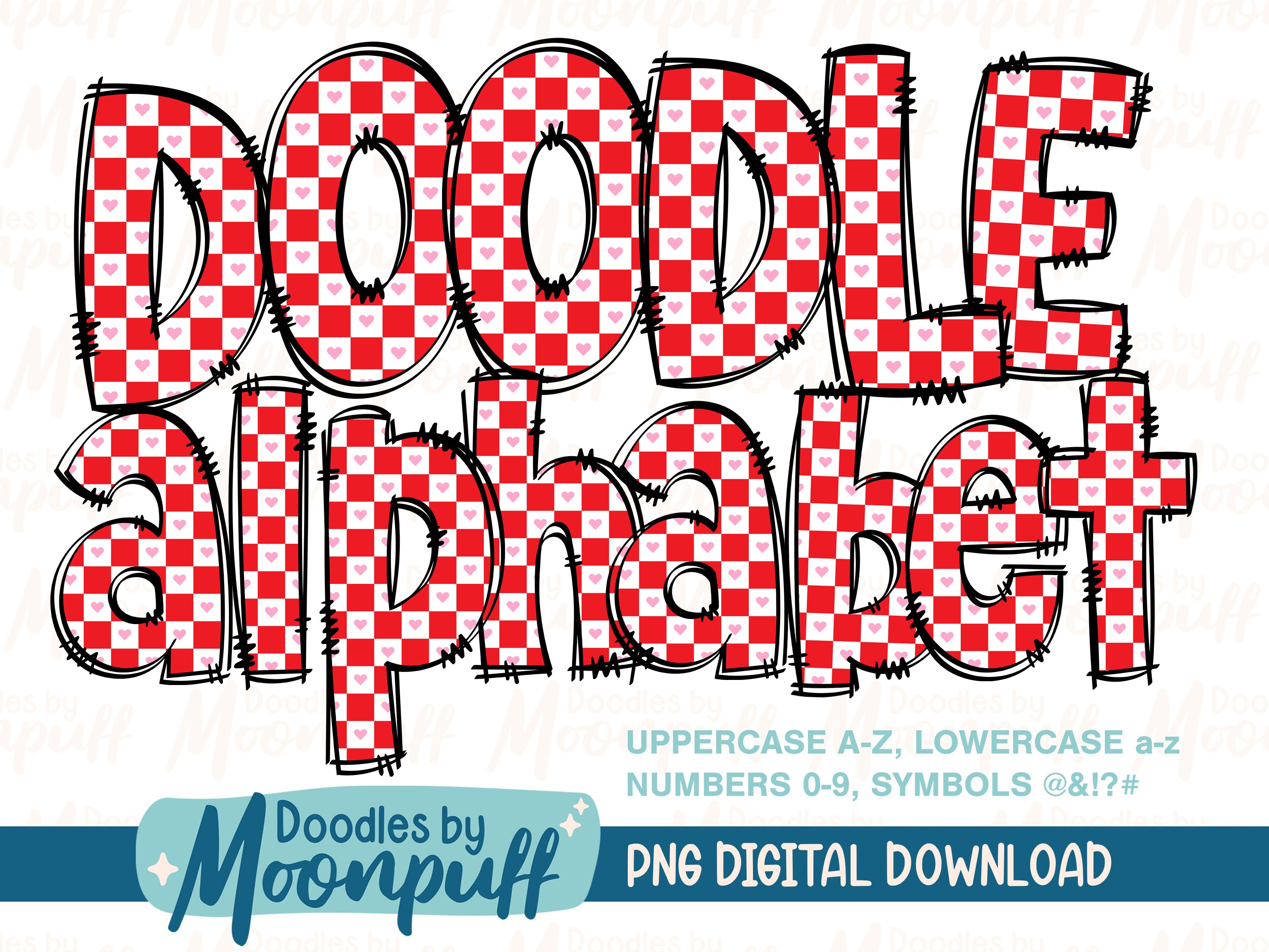 Heart Checkboard Doodle Alphabet Letters Transparent Pngs - Etsy