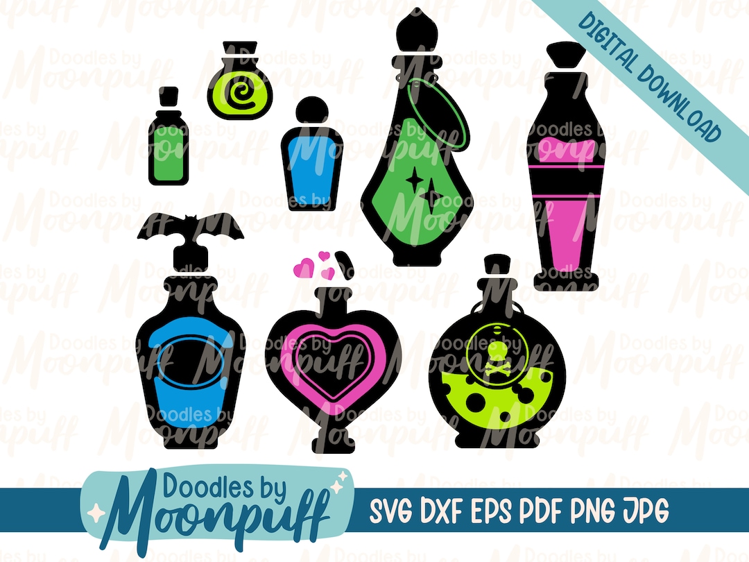 Halloween Potion Bottles SVG Cut Files, Magical Elixir Clipart ...