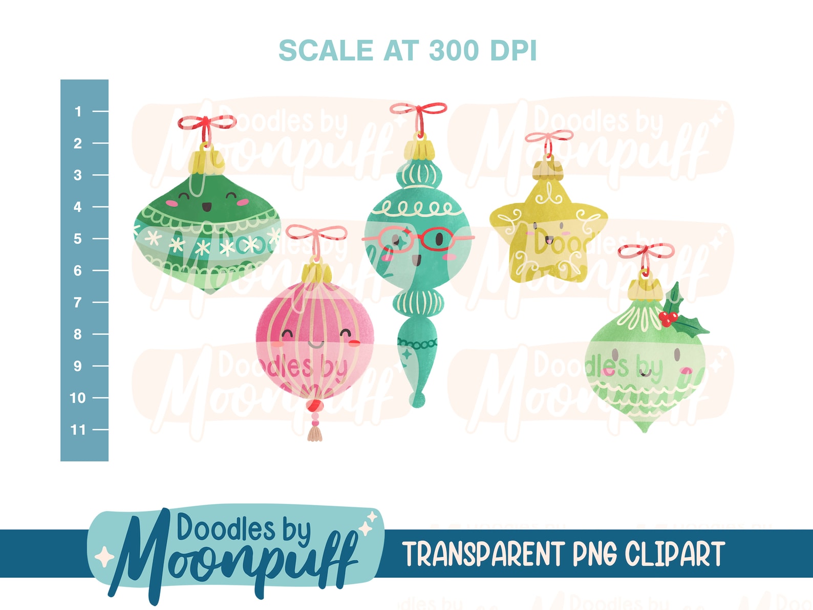 Kawaii Christmas Ornament Clipart, Holiday PNG Clipart, Cute Seasonal ...