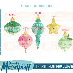 Kawaii Christmas Ornament Clipart, Holiday PNG Clipart, Cute Seasonal ...