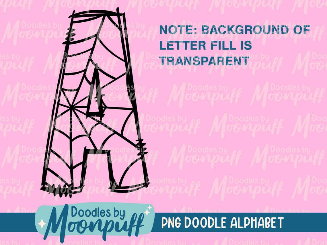 Spider Web Doodle Alphabet Letters Transparent Pngs - Etsy